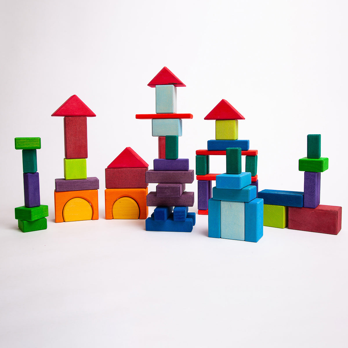 Grimm's Natural Building Blocks 60 Colored Geo-Blocks – The Acorn Store