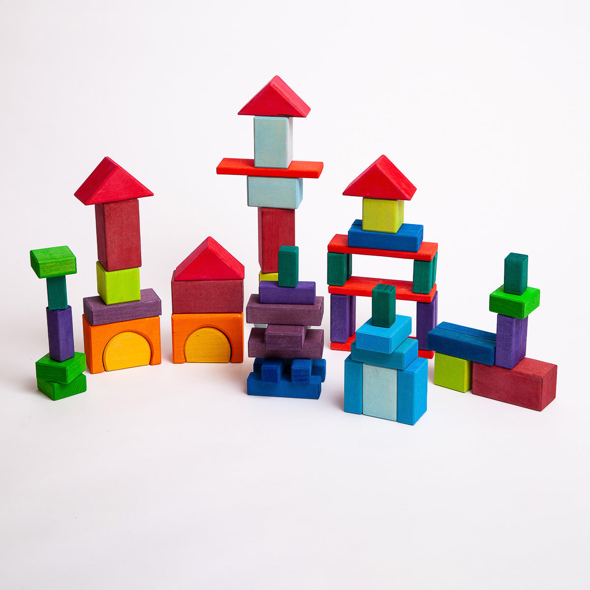 Grimm's Natural Building Blocks 60 Colored Geo-Blocks – The Acorn Store