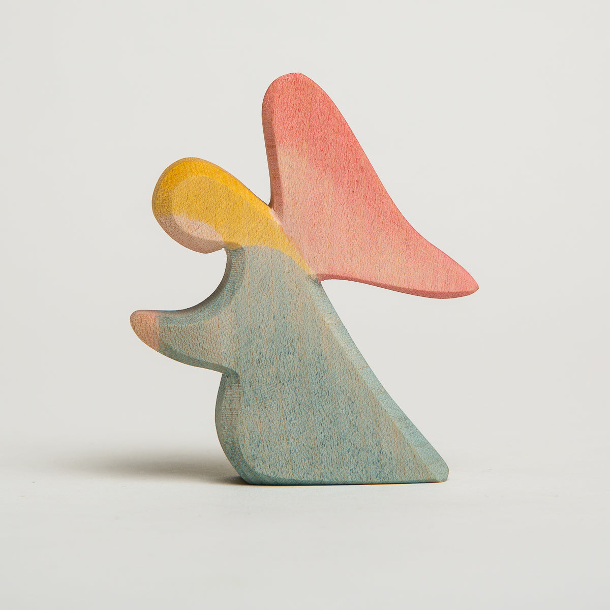 Ostheimer Natural Wooden Figure Angel Kneeling Blue – The Acorn Store